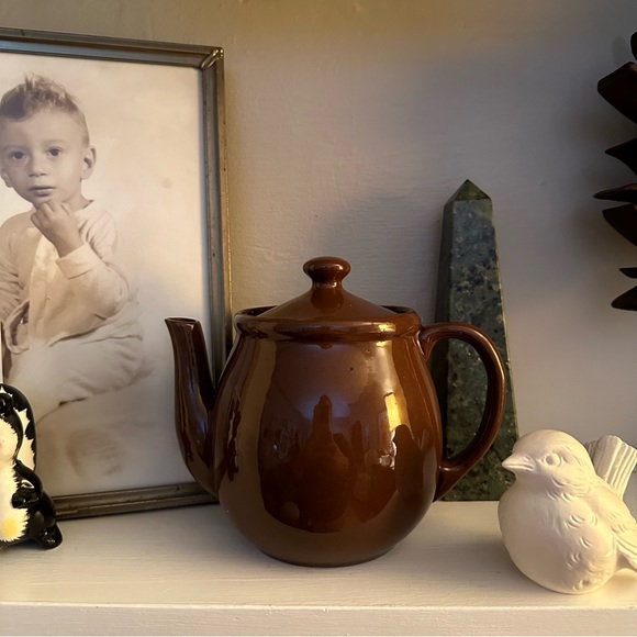 Source Unknown | Dining | Vintage Brown Terracotta Teapot Aged Elegance ...